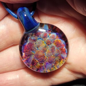 Borosilicate Implosion Pendant, Hand Blown Glass Frit Implosion Necklace Makes a Great Unisex ...