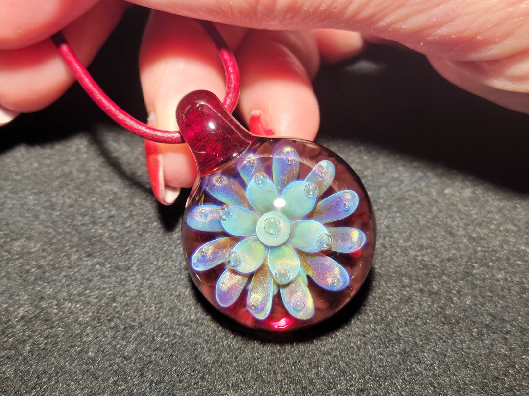 Borosilicate Glass Implosion Choker, Hand Blown Sparkly Glass Pendant ...