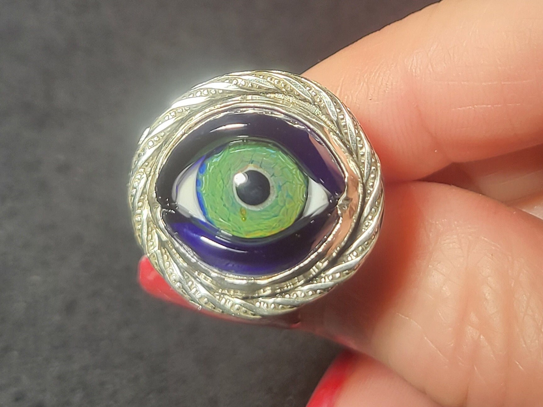 Eclectic Evil Eye Ring- Handmade Third Eye Ring in Sterling Silver ...