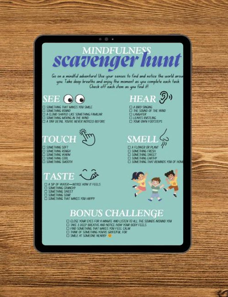 Mindfulness Scavenger Hunt: Printable Kids Activity Fun Outdoor and ...