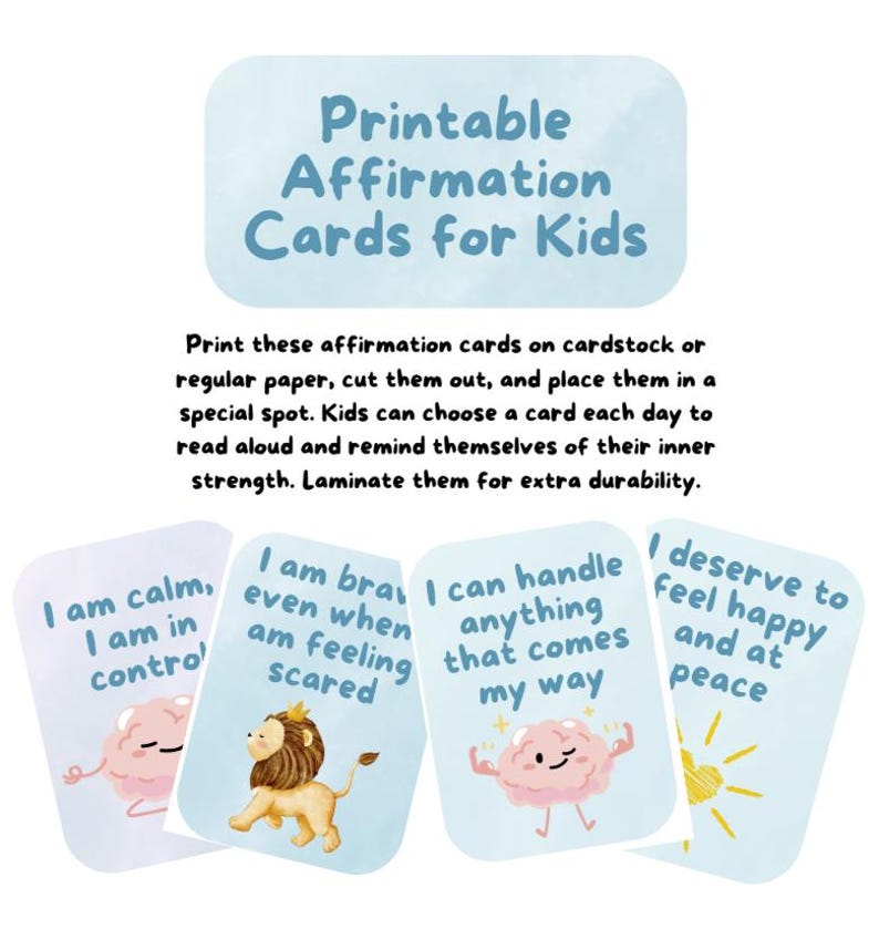 Printable Affirmation Cards for Kids | Anxiety Relief & Confidence ...