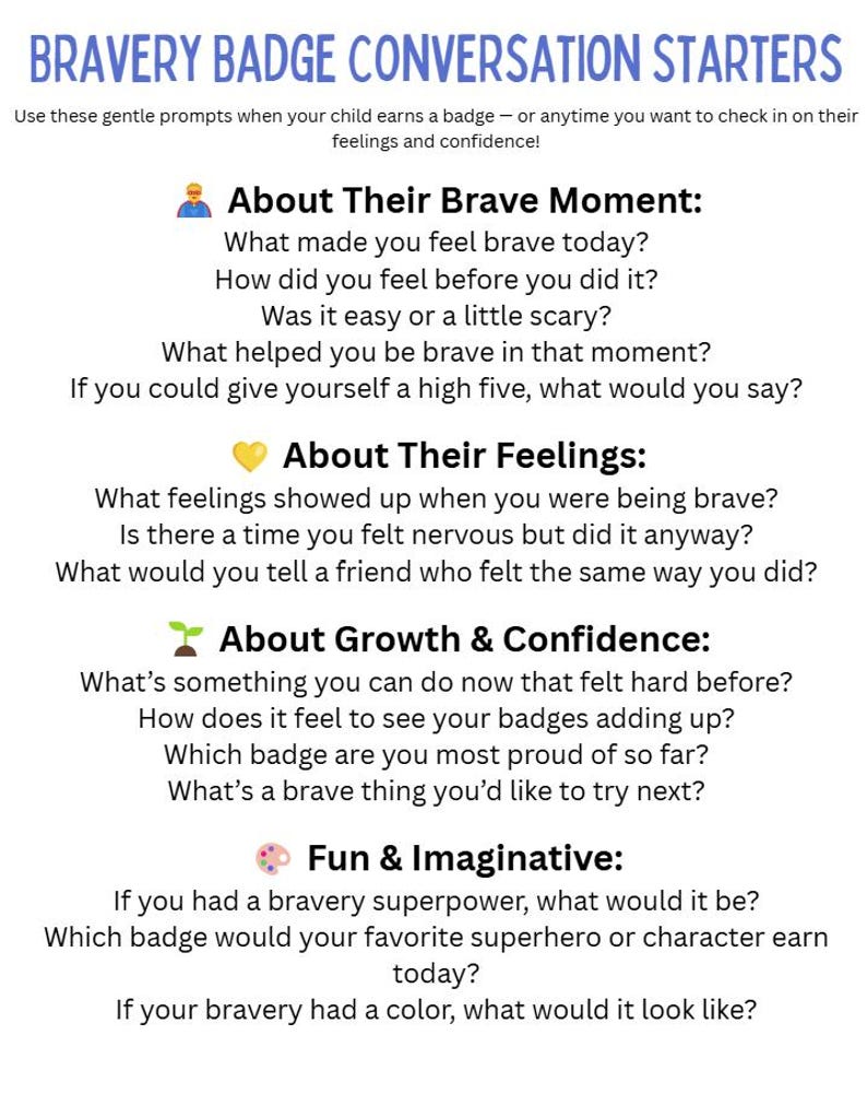 Bravery Board & Badge Collection Printable Set | Confidence-building ...