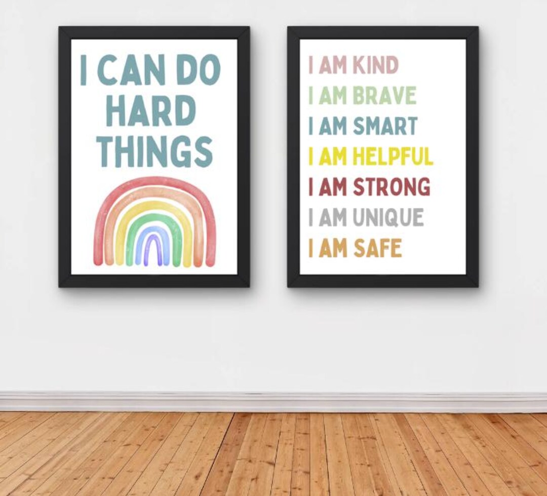 Printable Affirmation Wall Art for Kids | I Am Affirmations & I Can Do ...