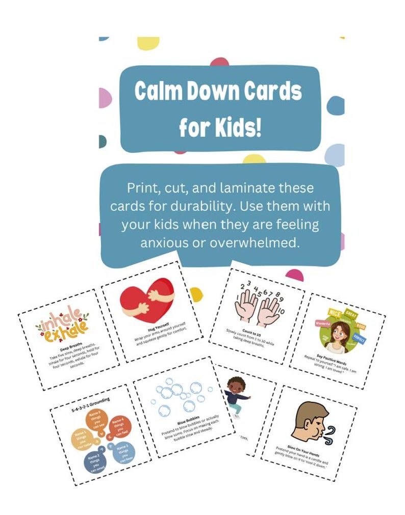 20 Calm Down Cards for Kids – Printable Coping Strategies for Anxiety ...