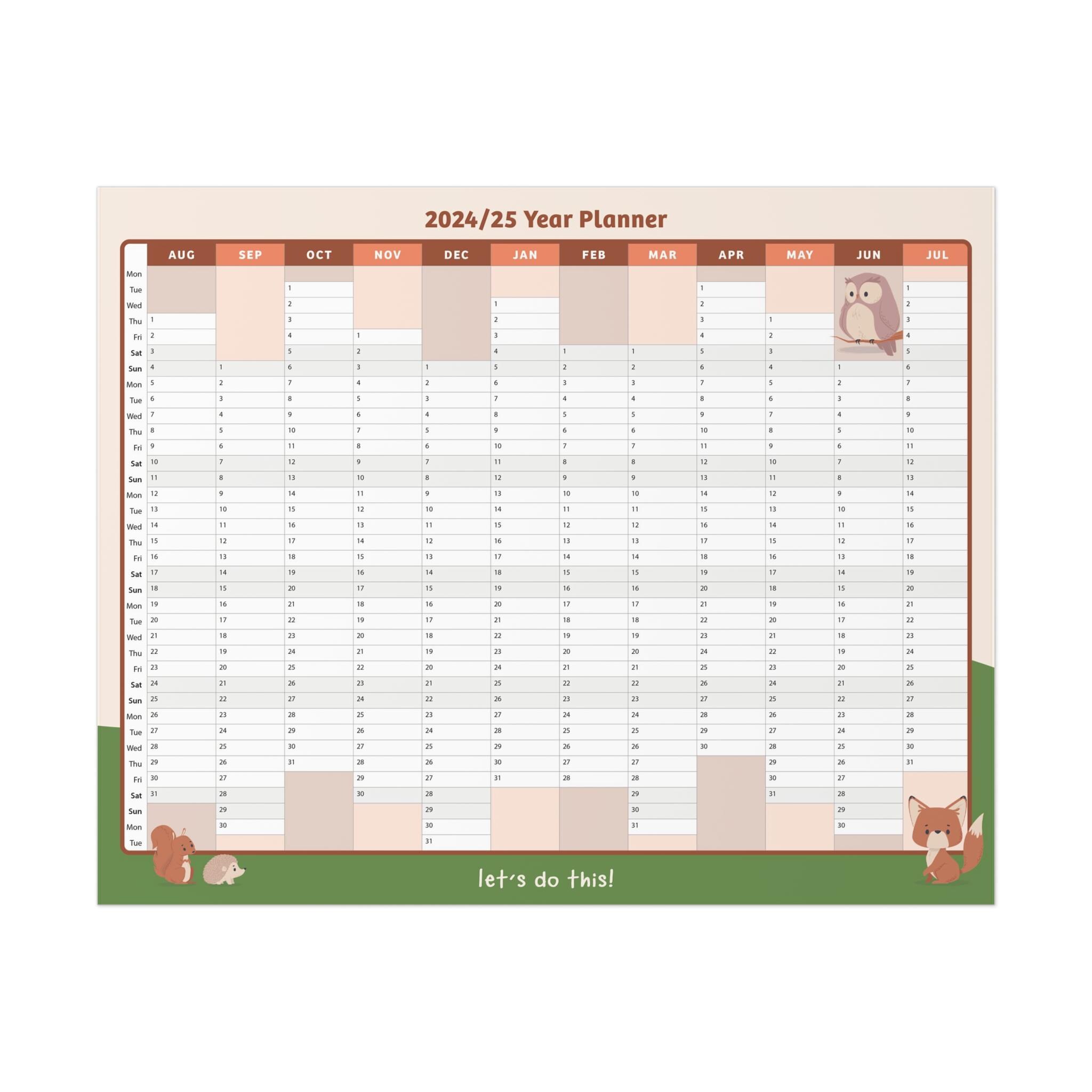 2024-25 Academic Wall Planner School Wall Calendar Kid Year Planner ...