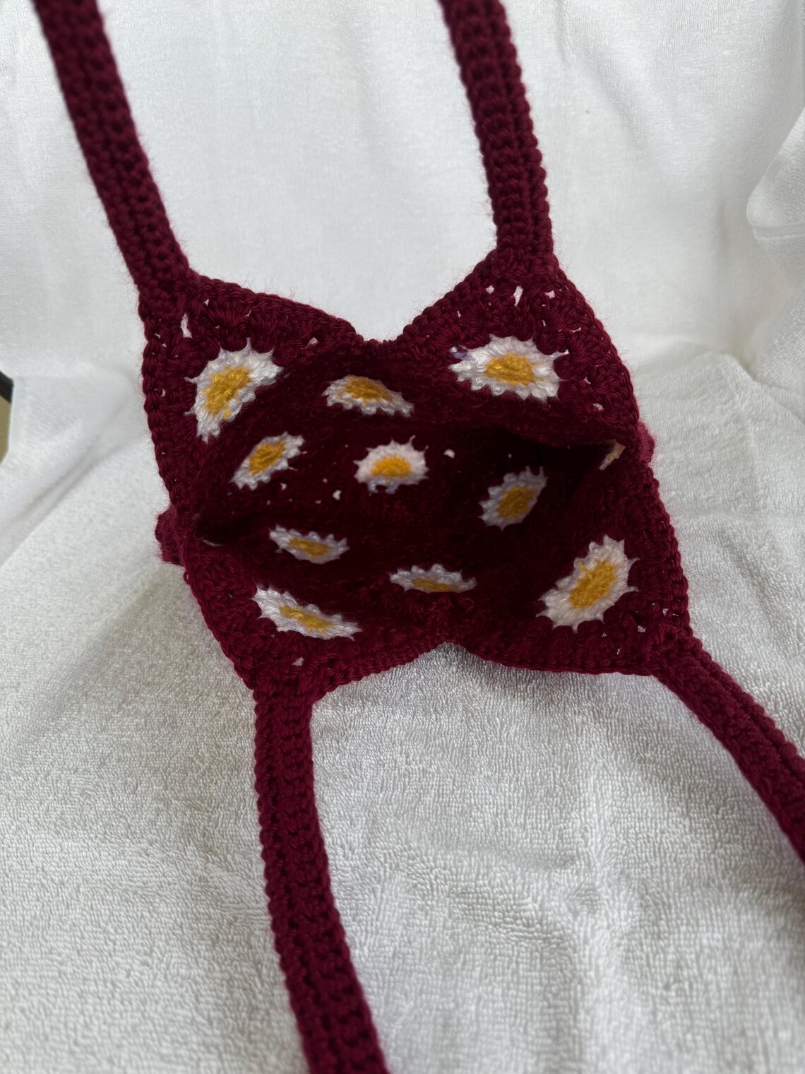 Handmade Maroon Crochet Daisy Purse - Etsy