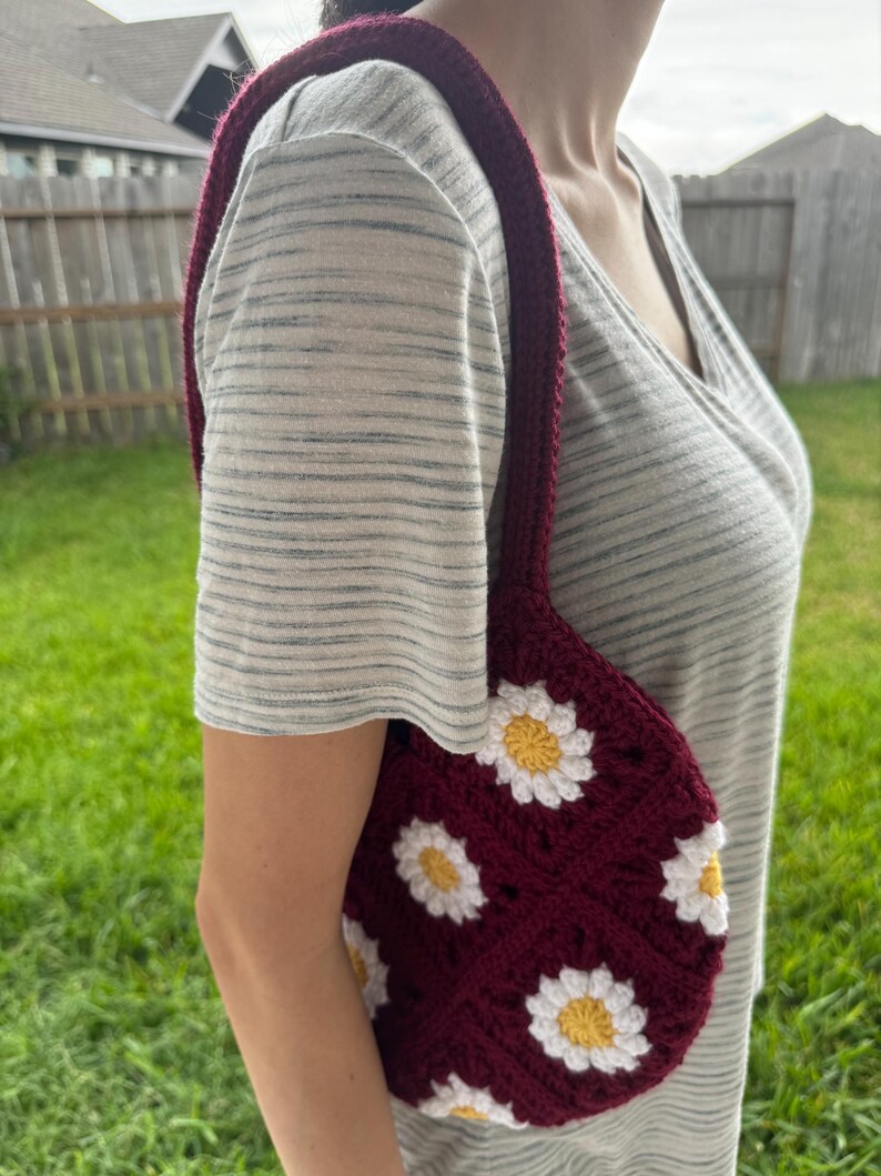 Handmade Maroon Crochet Daisy Purse - Etsy