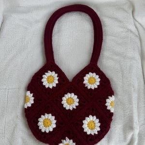 Handmade Maroon Crochet Daisy Purse - Etsy