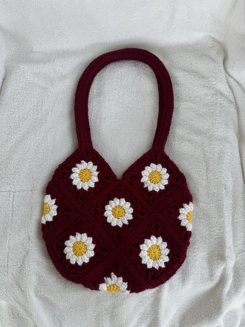 Handmade Maroon Crochet Daisy Purse - Etsy