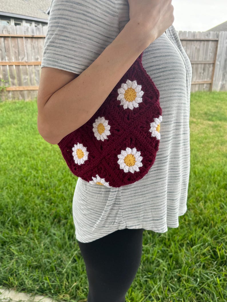Handmade Maroon Crochet Daisy Purse - Etsy