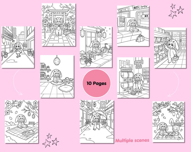 Bunny Girl Japan Coloring Pages | Anime Style, Bold Line Art (PDF ...
