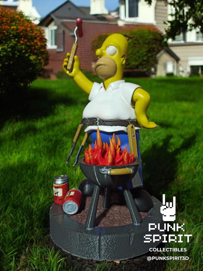 HOMER SIMPSON FIGURE Statue Barbecue - the Simpsons Figure - Hand ...