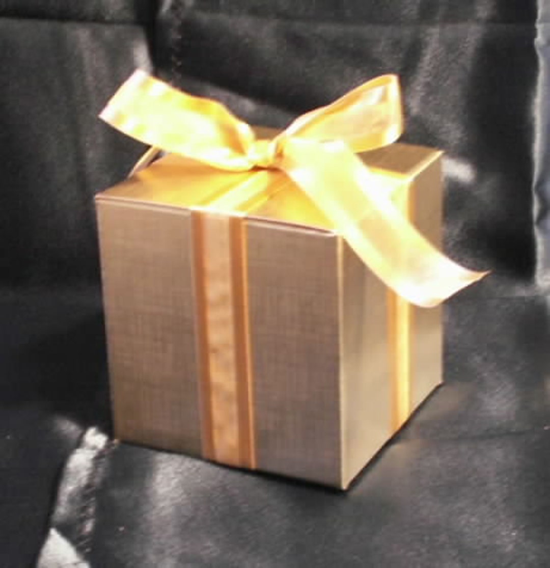 Gift Boxes for Your Ornamentz! Includes a 4" Gold Cube Gift Box, Tissue ...