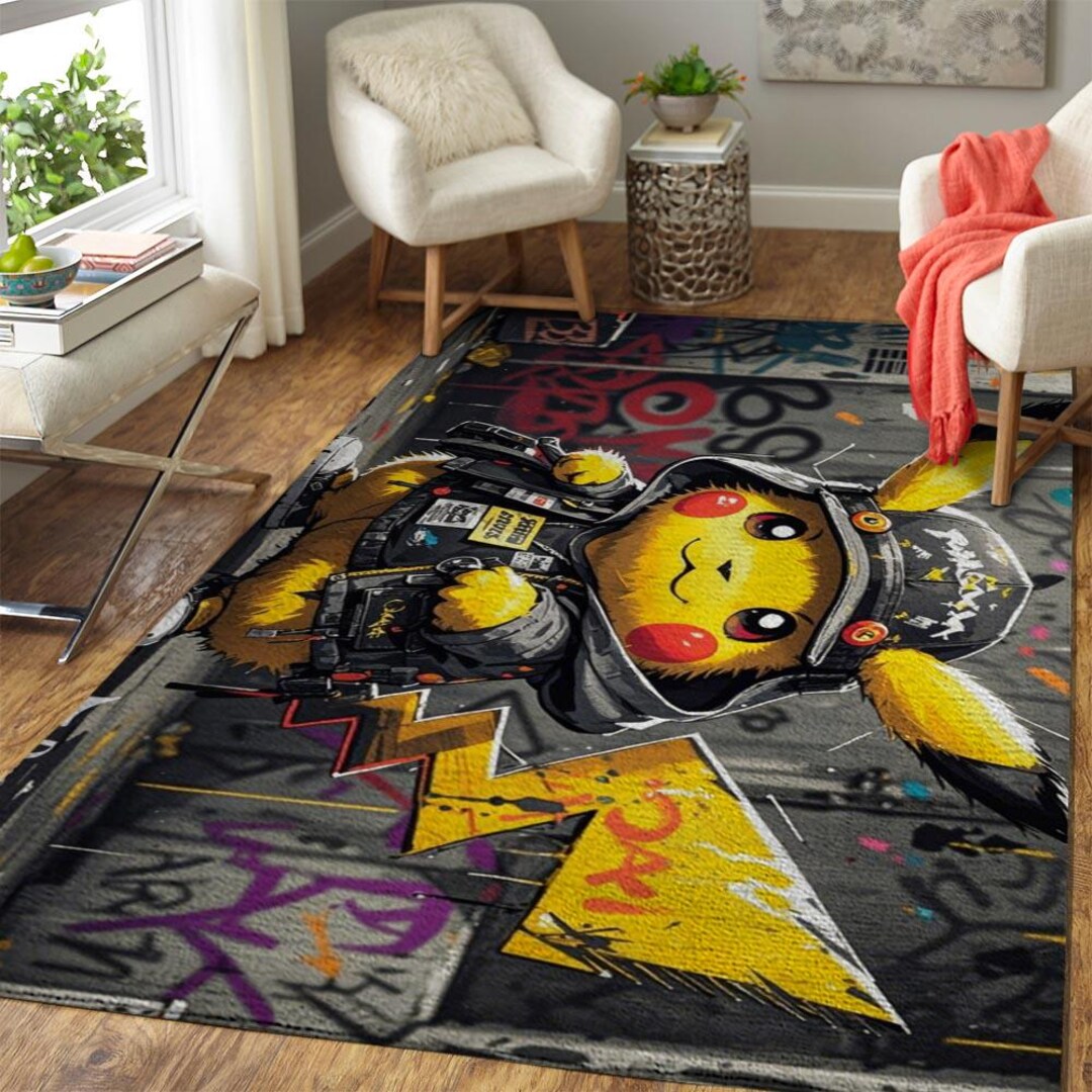 Cute Yellow Anime Rug, Popular Cartoon Character Rug, Kids Room Rug ...