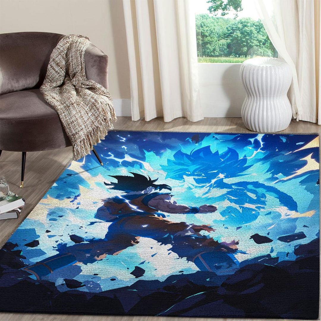 Dragon Ball Super Rug, Anime Character SSJ Blue Rug, Anime Area Rug ...