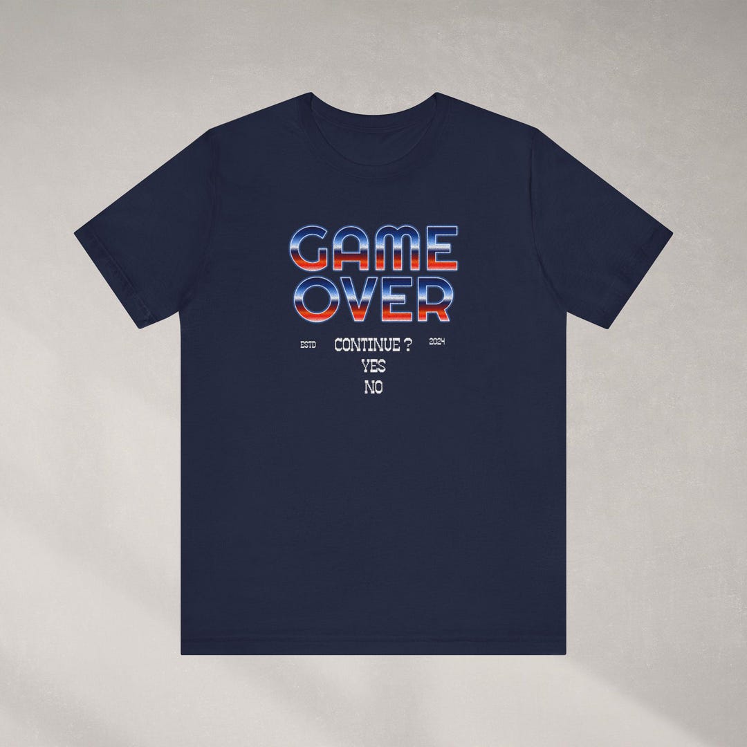 Retro Gaming T-shirt 'game Over, Continue?' Graphic Tee Vintage Video ...