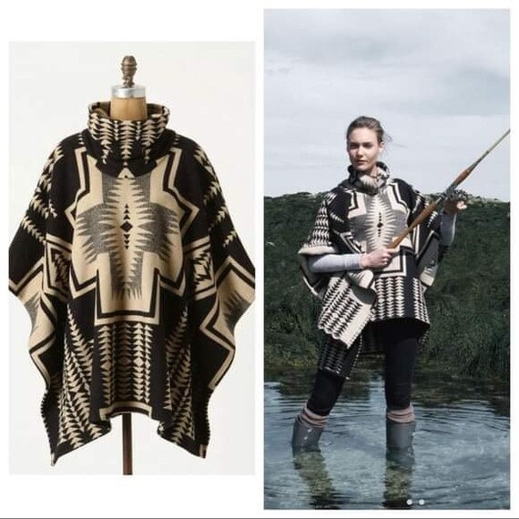 Vintage PENDLETON Portland Collection Wool Poncho Sou… - Gem