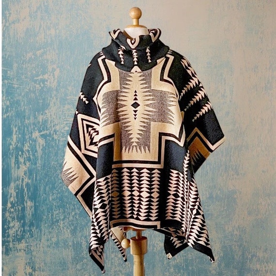 Vintage PENDLETON Portland Collection Wool Poncho Sou… - Gem