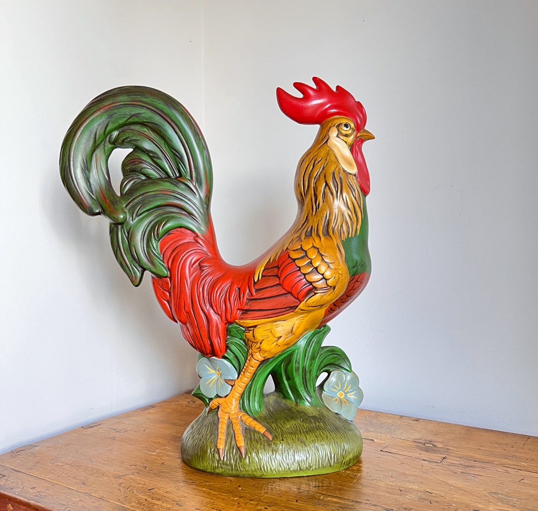 Vintage Primitive Ceramic Rooster Chicken Statue - Etsy