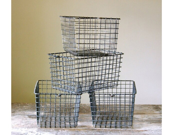 Vintage Industrial Metal Gym Locker Baskets Boxes Set of FOUR - Etsy