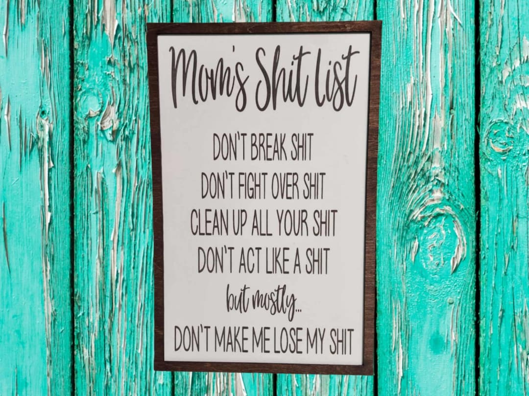 Mom's Shit List Custom Engraved Wall Decor. Christmas Gift. Birthday ...