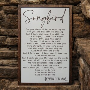 Songbird. Fleetwood Mac. Custom Song Lyrics. Folk Music. Wedding Signs ...