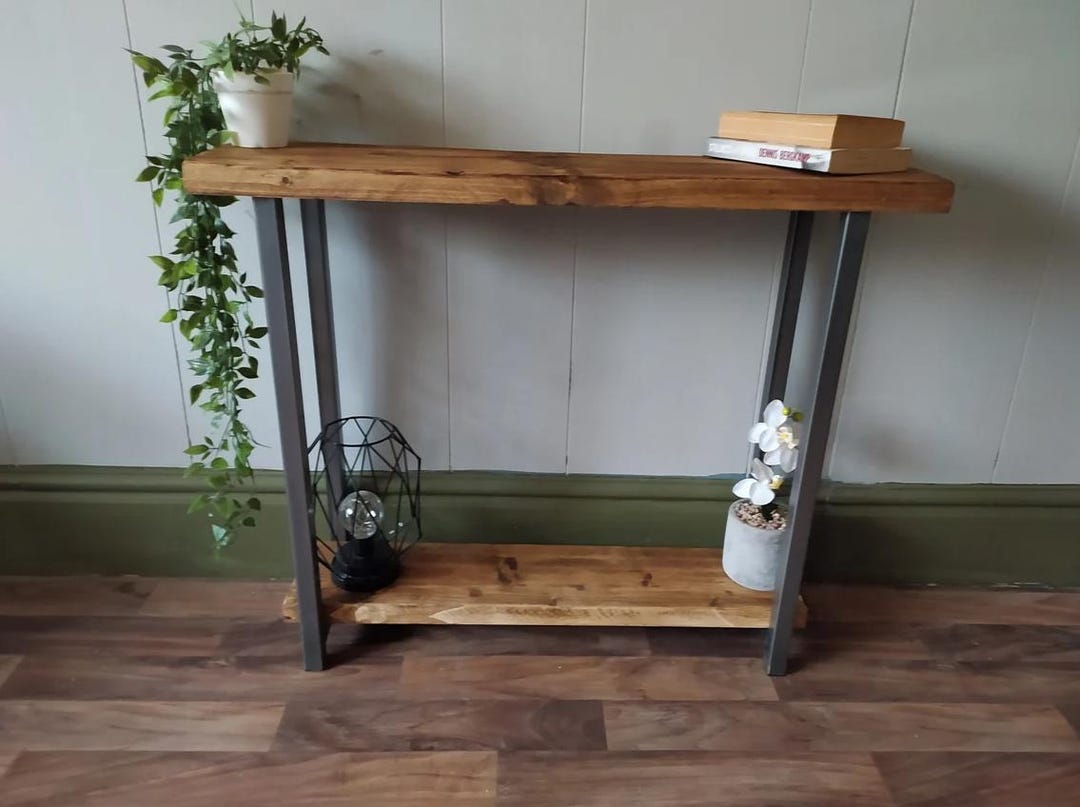 Console Table, Solid Wood Tall Hall Table With Shelf to Base Ideal for ...