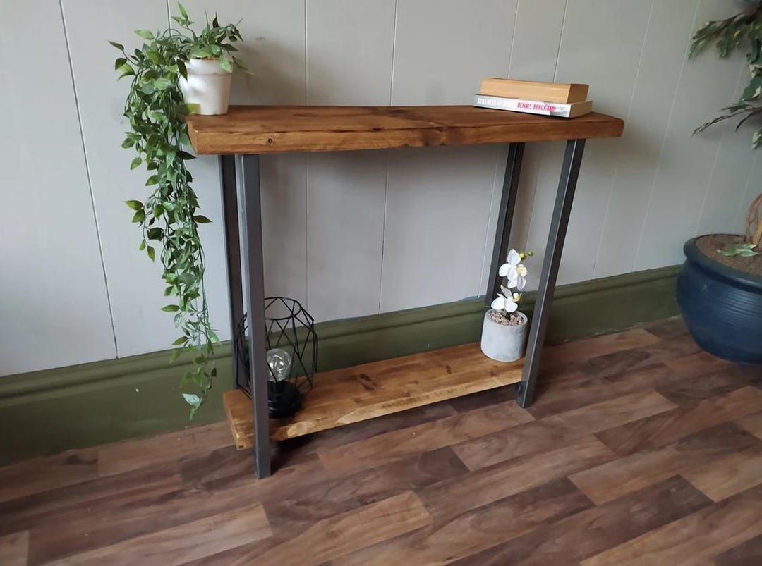 Console Table, Solid Wood Tall Hall Table With Shelf to Base Ideal for ...