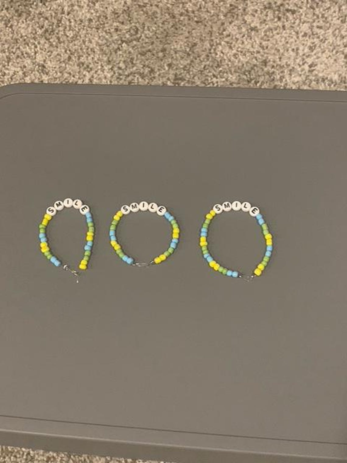 Smile, Blue, Yellow, Green, Preppy, Hand-made, Bracelets, Gifts, Cute ...