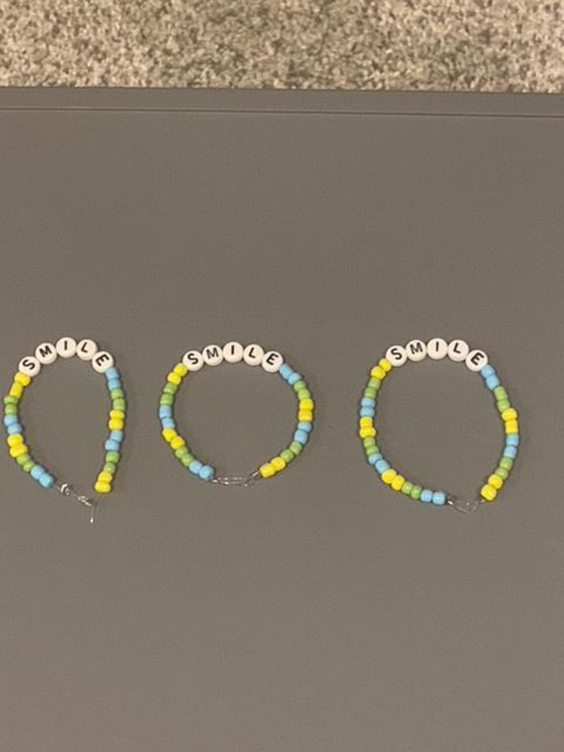 Smile, Blue, Yellow, Green, Preppy, Hand-made, Bracelets, Gifts, Cute ...