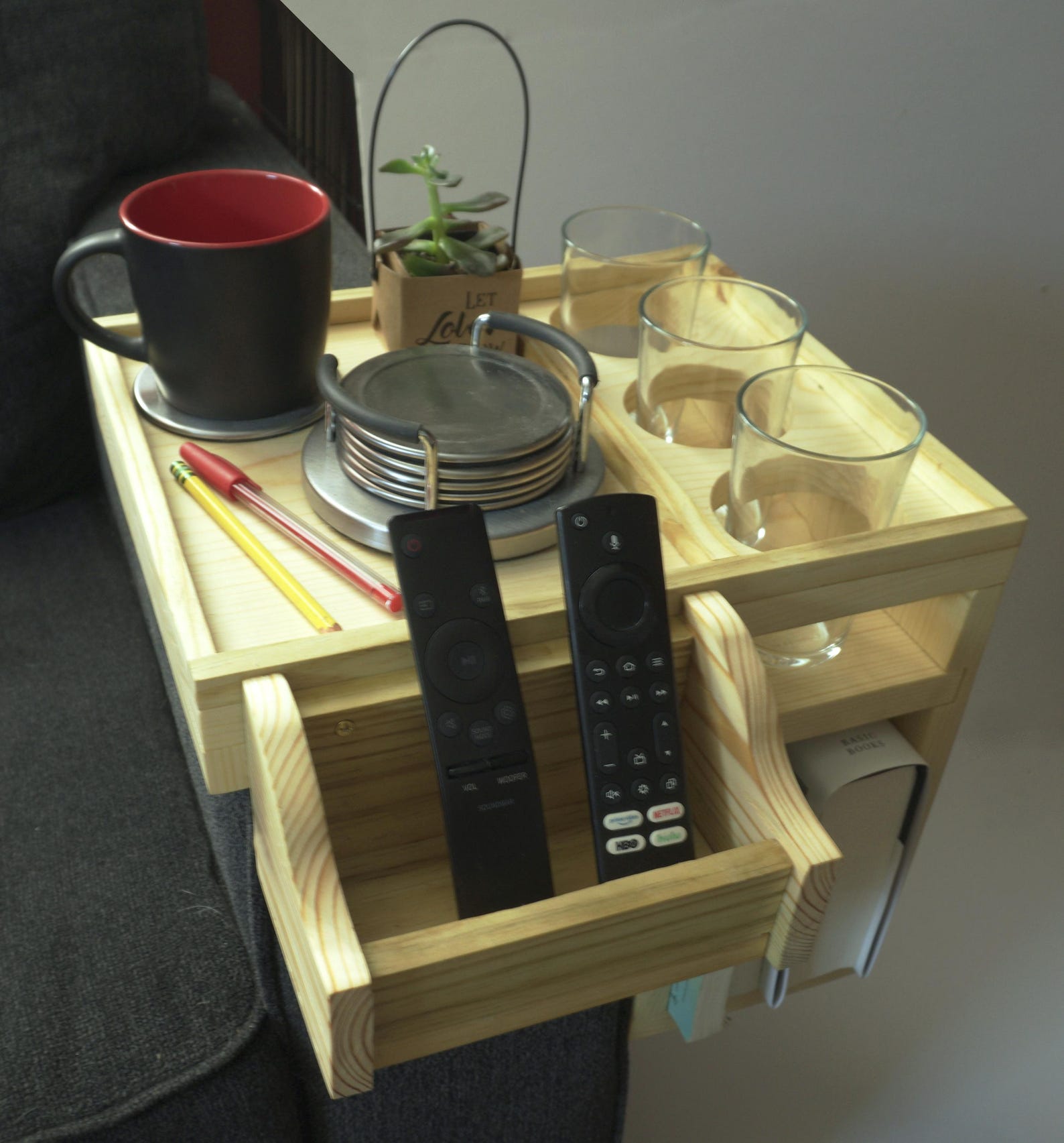 Premium Couch Arm Organizer – Sofa Armrest Caddy, Armchair Storage ...
