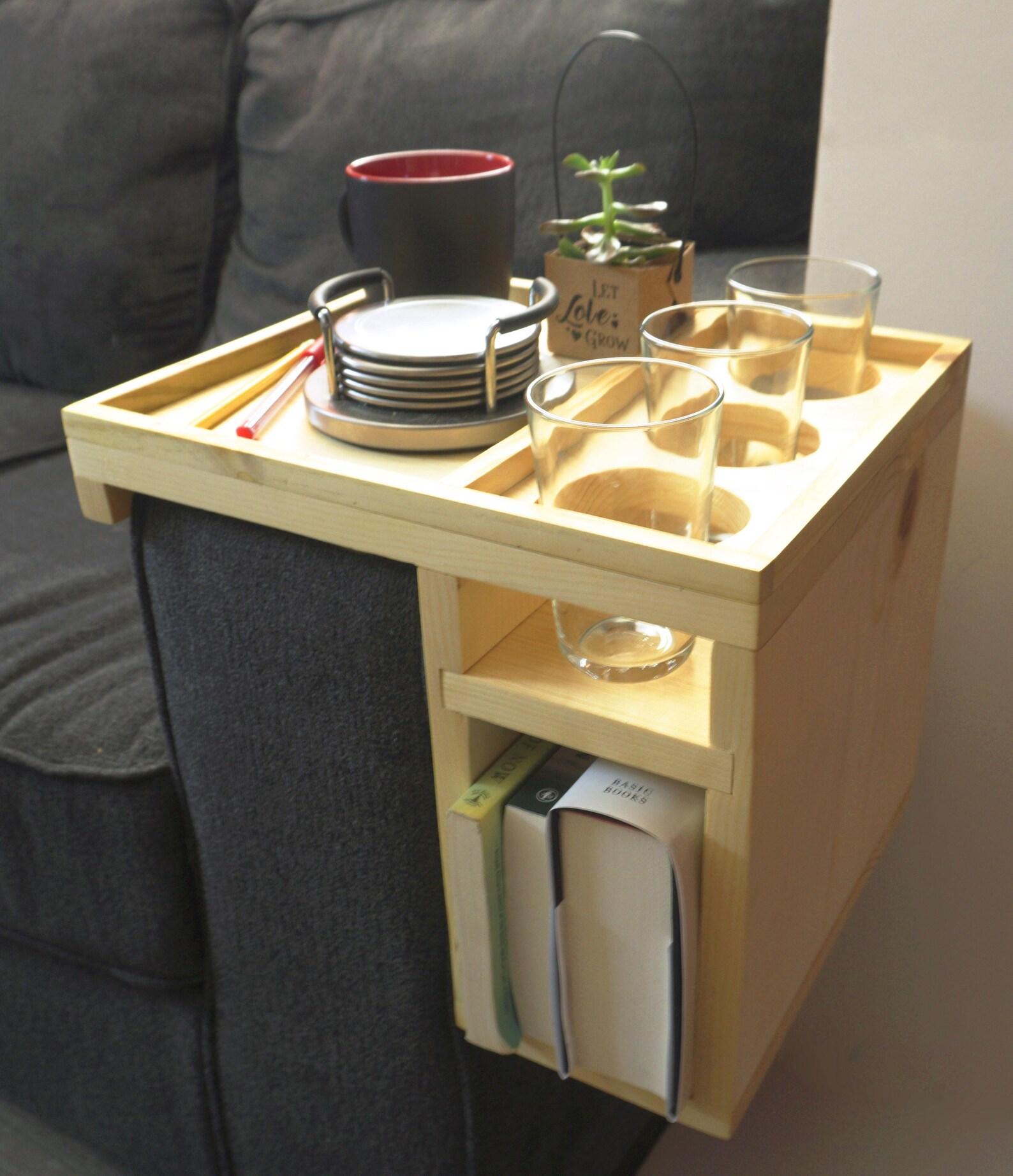 Premium Couch Arm Organizer – Sofa Armrest Caddy, Armchair Storage ...