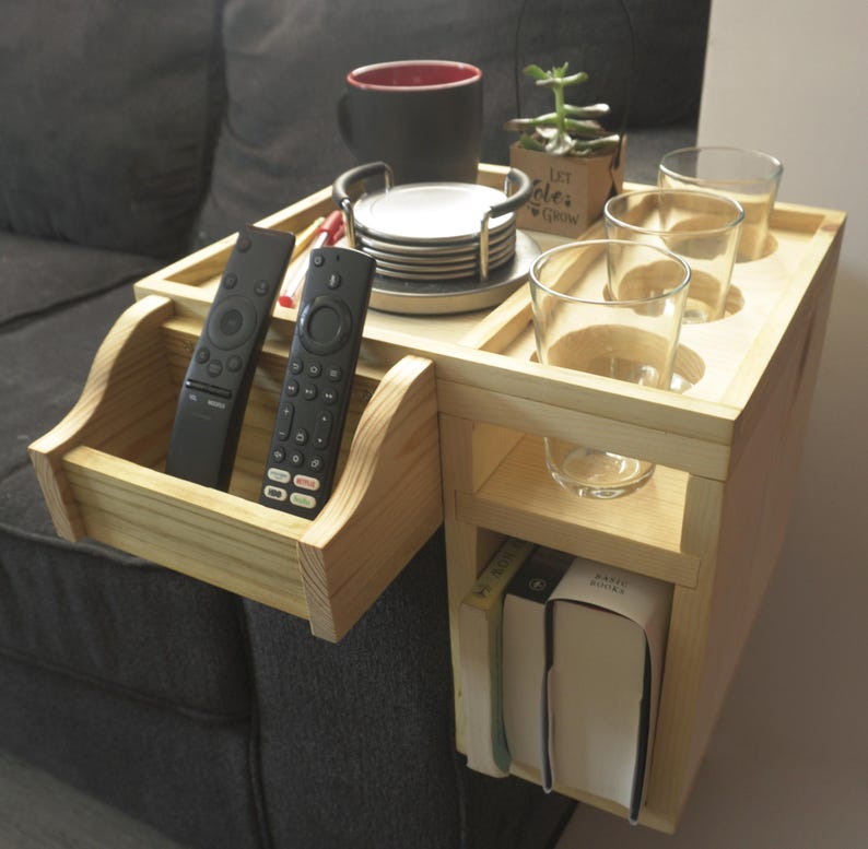 Premium Couch Arm Organizer – Sofa Armrest Caddy, Armchair Storage ...