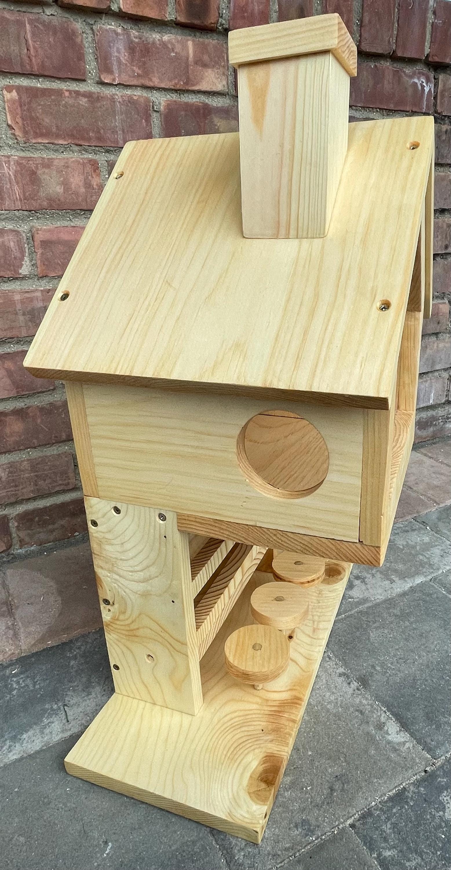 Handcrafted Outdoor Birdhouse & Squirrel House Feeder Wooden Wildlife ...