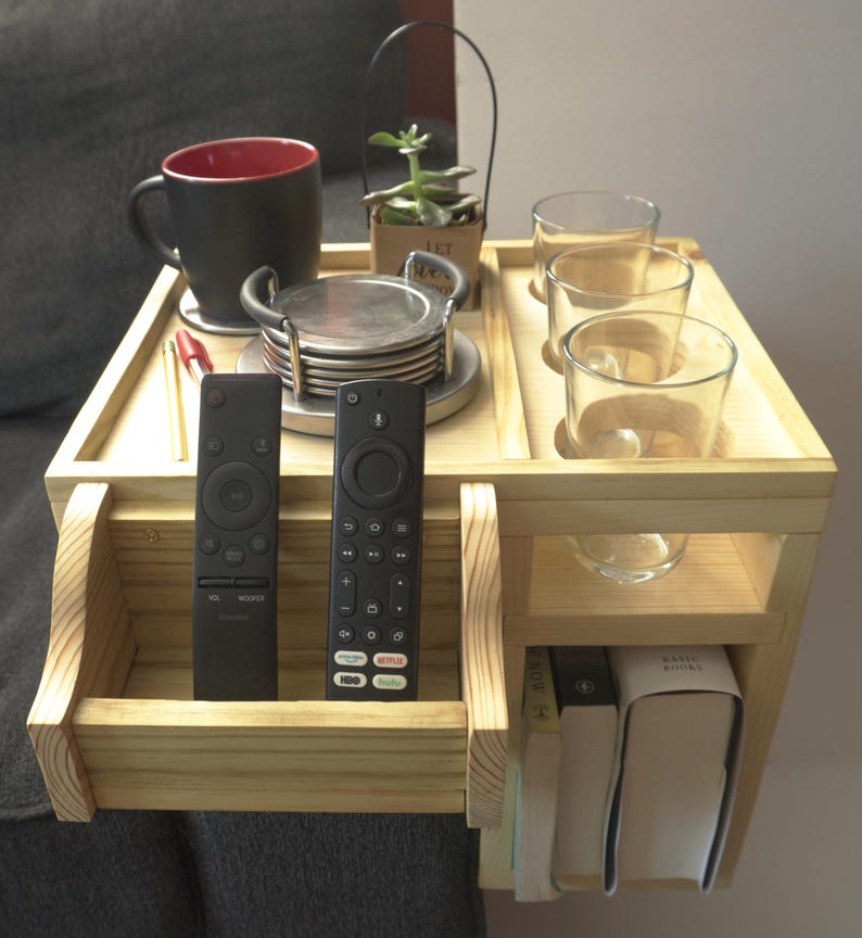 Premium Couch Arm Organizer – Sofa Armrest Caddy, Armchair Storage ...
