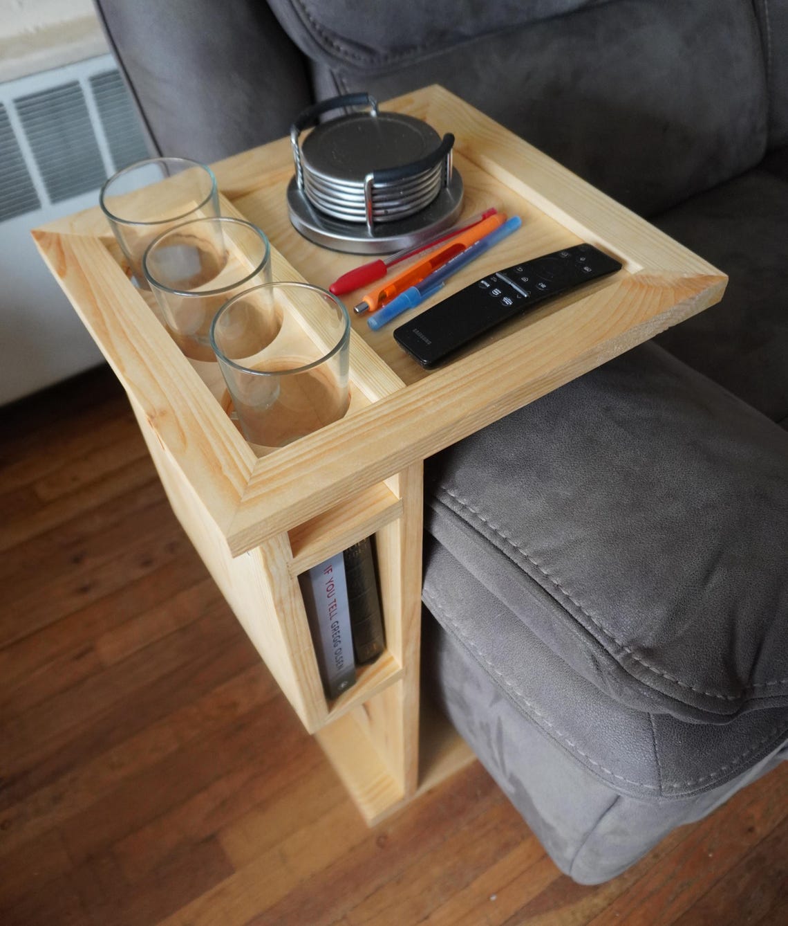 CUSTOM Premium Couch Arm Organizer – Sofa Armrest Caddy, Armchair ...