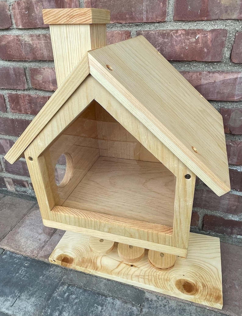 Handcrafted Outdoor Birdhouse & Squirrel House Feeder Wooden Wildlife ...