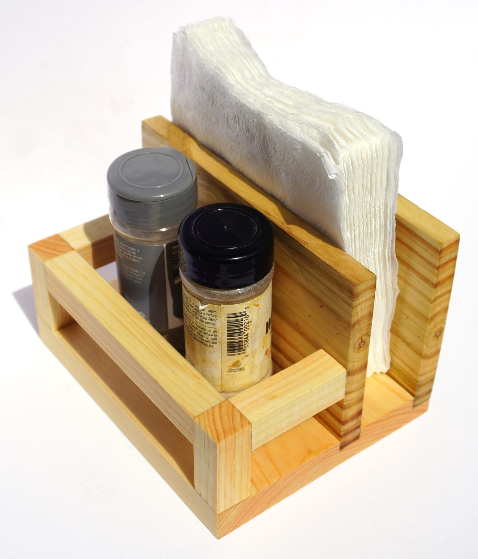 Salt, Pepper, and Napkin Holder – Kitchen Decor, Wooden Spice Rack With ...