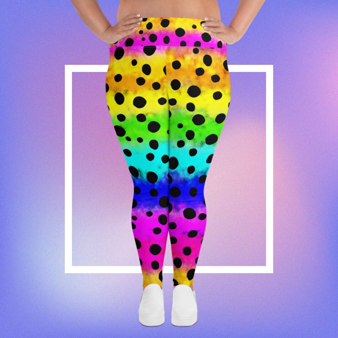 Rainbow Quirk All-over Print Plus Size Leggings, Rainbow Style, Funky ...