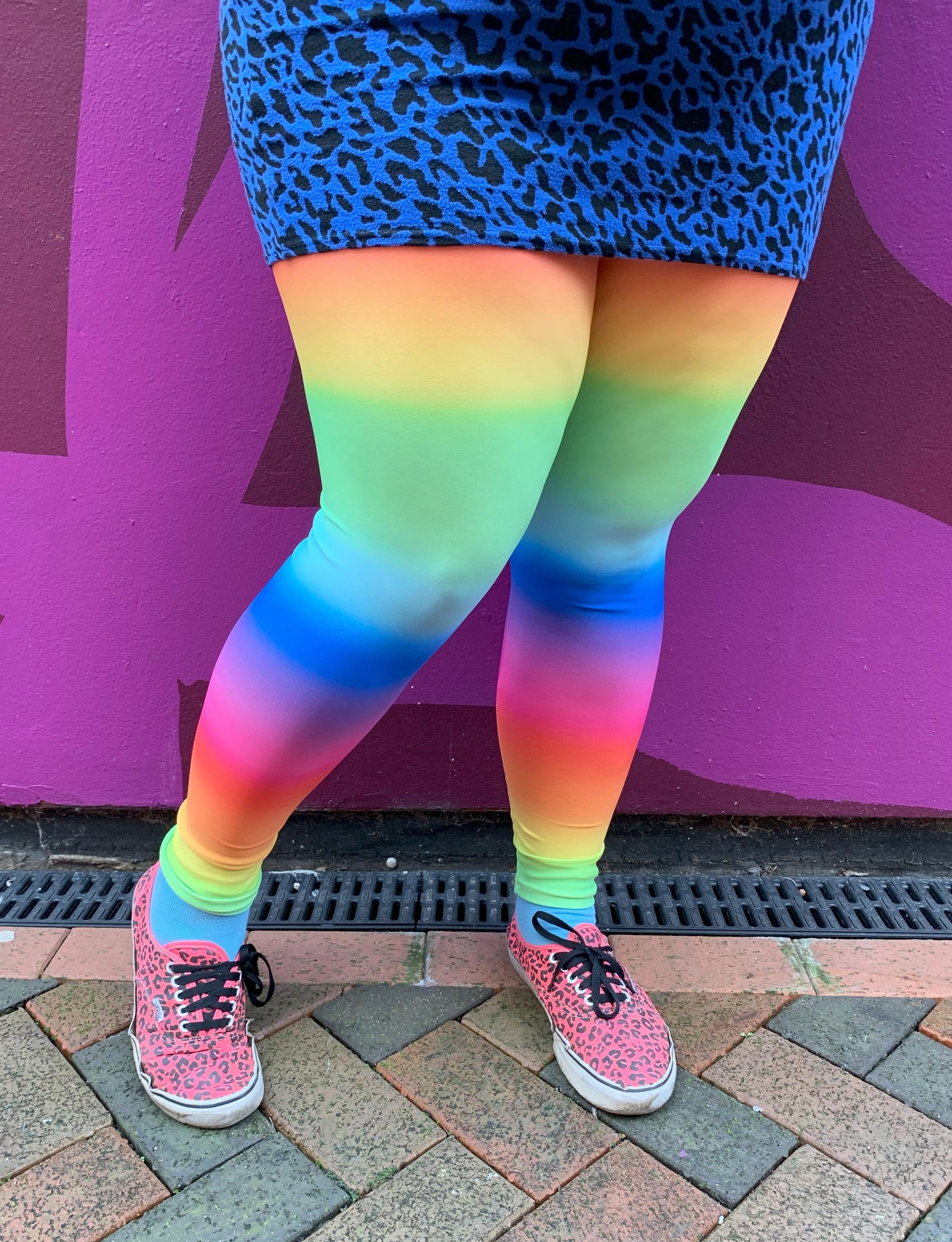Rainbow Stripe Leggings, Multi Color Style, LGBTQ Pride, Printed ...