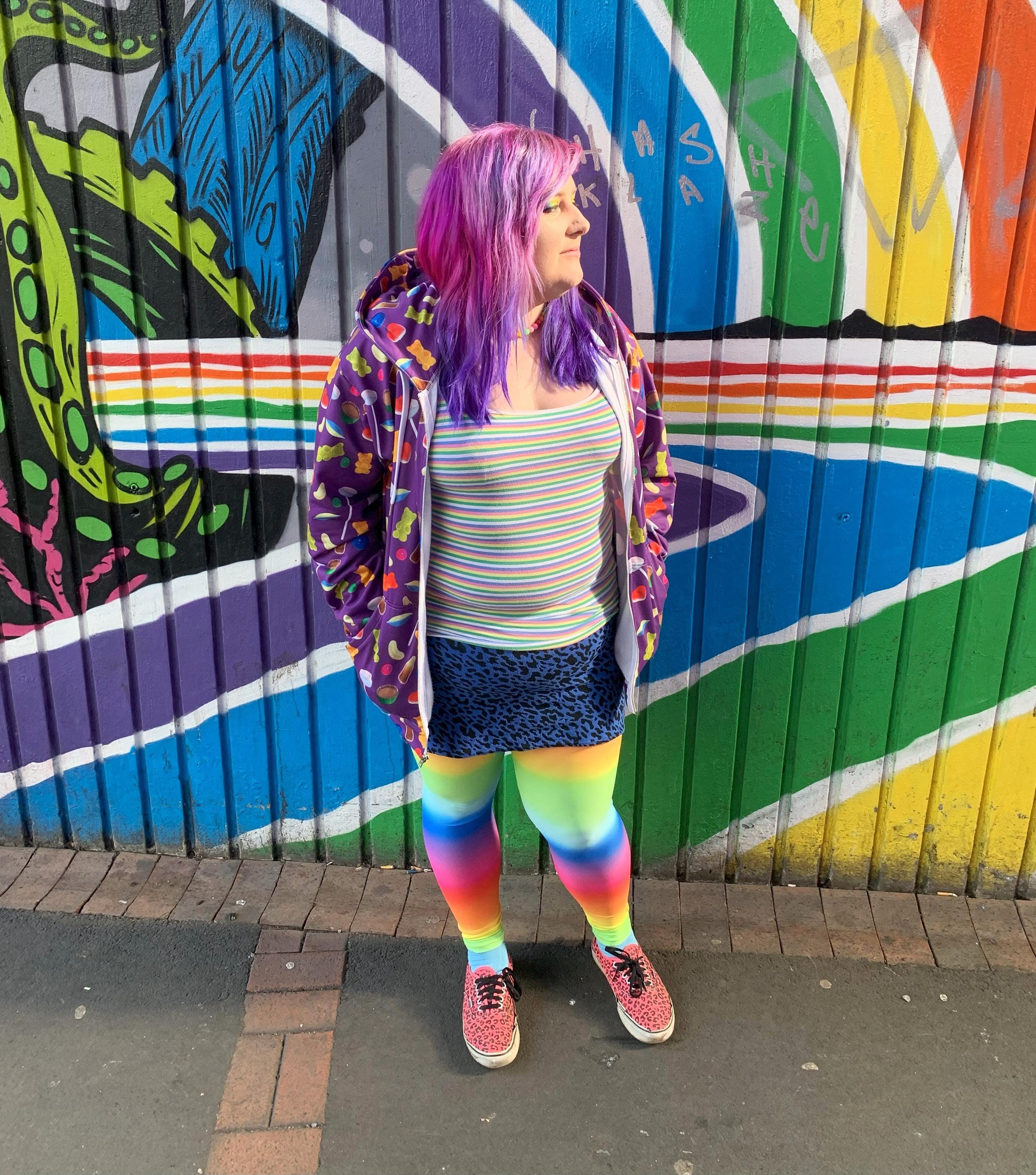 Rainbow Stripe Leggings, Multi Color Style, LGBTQ Pride, Printed ...