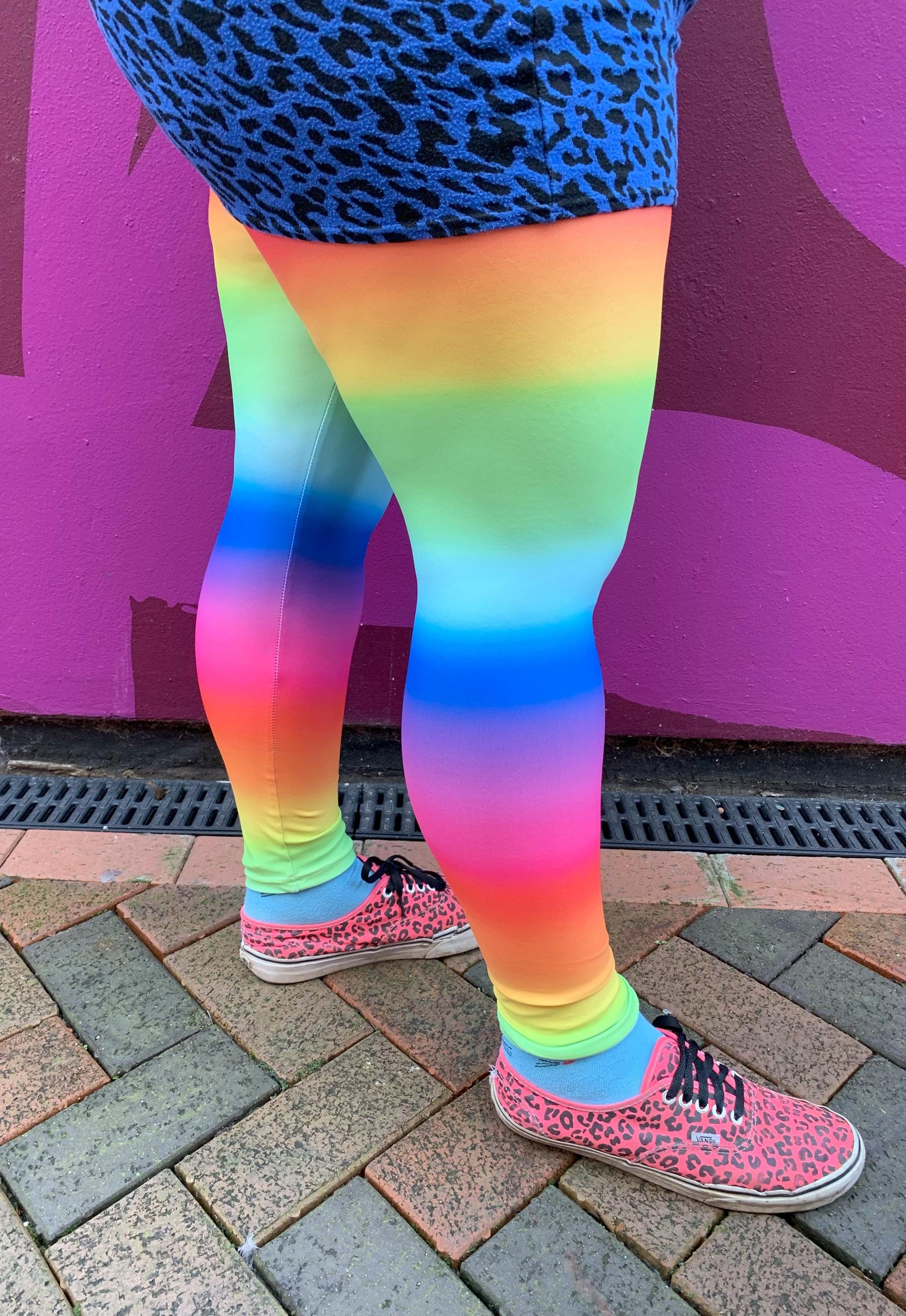 Rainbow Stripe Leggings, Multi Color Style, LGBTQ Pride, Printed ...