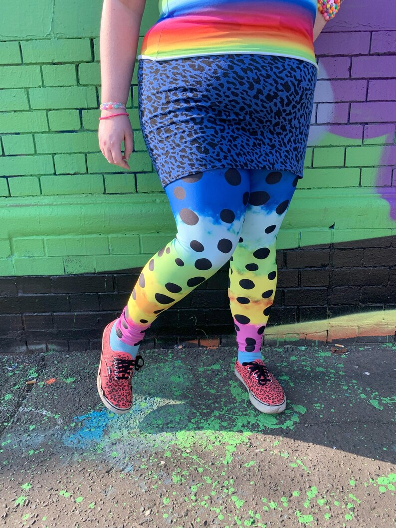 Rainbow Quirk Leggings, Kawaii Outfit, Rave Style, Alternative Pattern ...