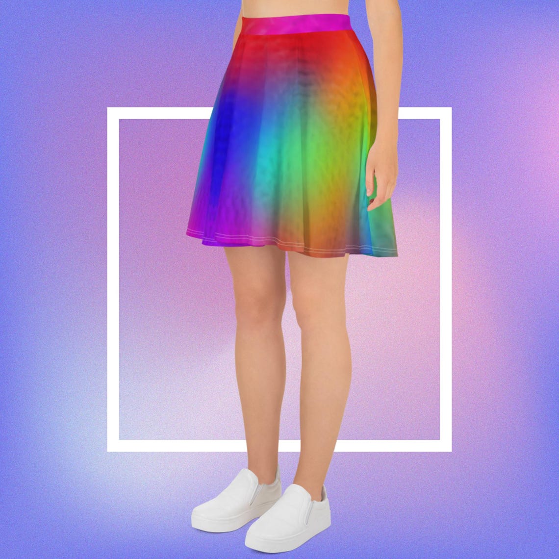 Rainbow Blur Skater Skirt, Funky Kawaii Style, Alternative Vibes, LGBTQ ...