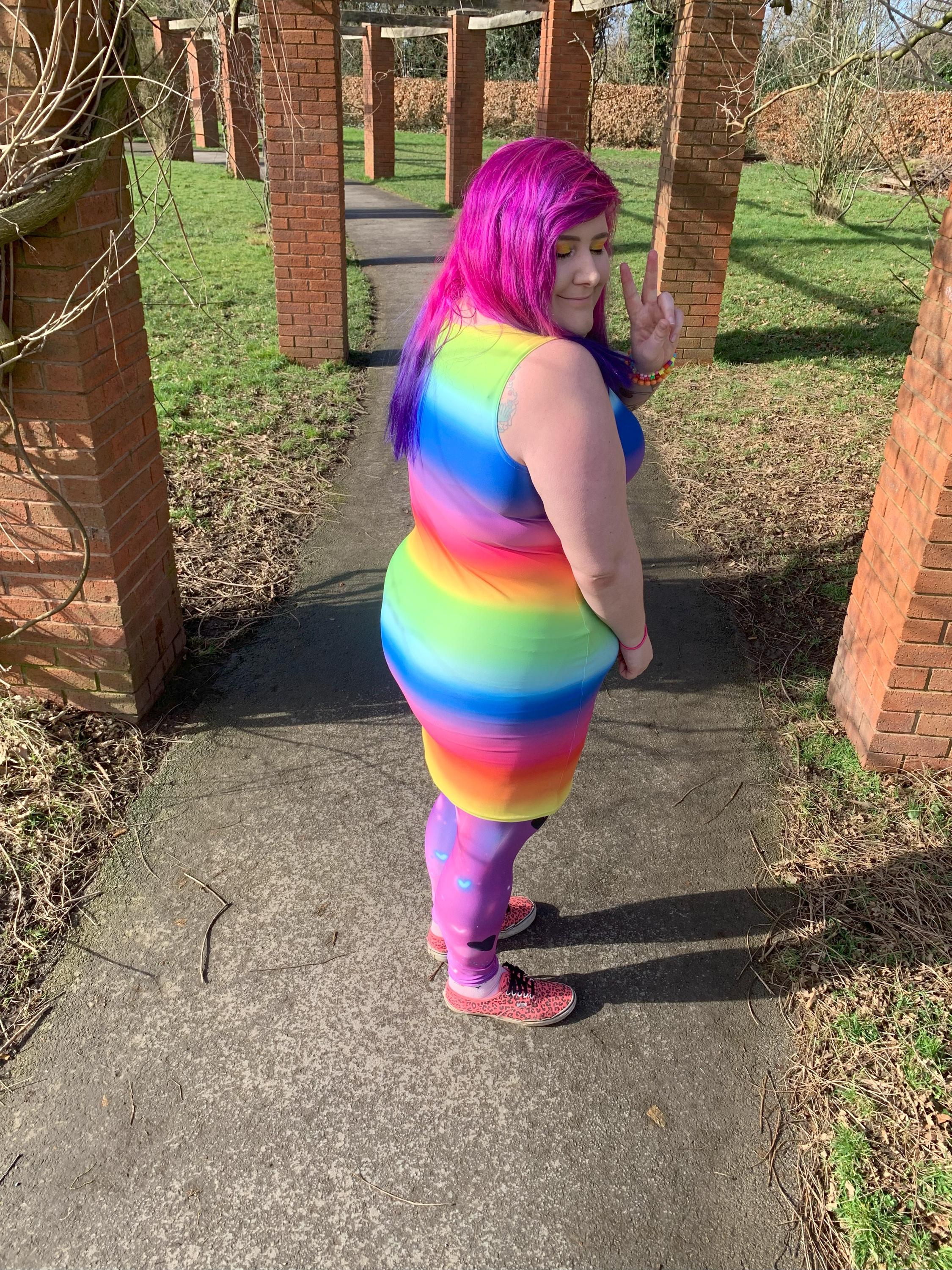 Rainbow Stripe Bodycon Dress, Rainbow Outfit, Rave Fashion, Colorful ...