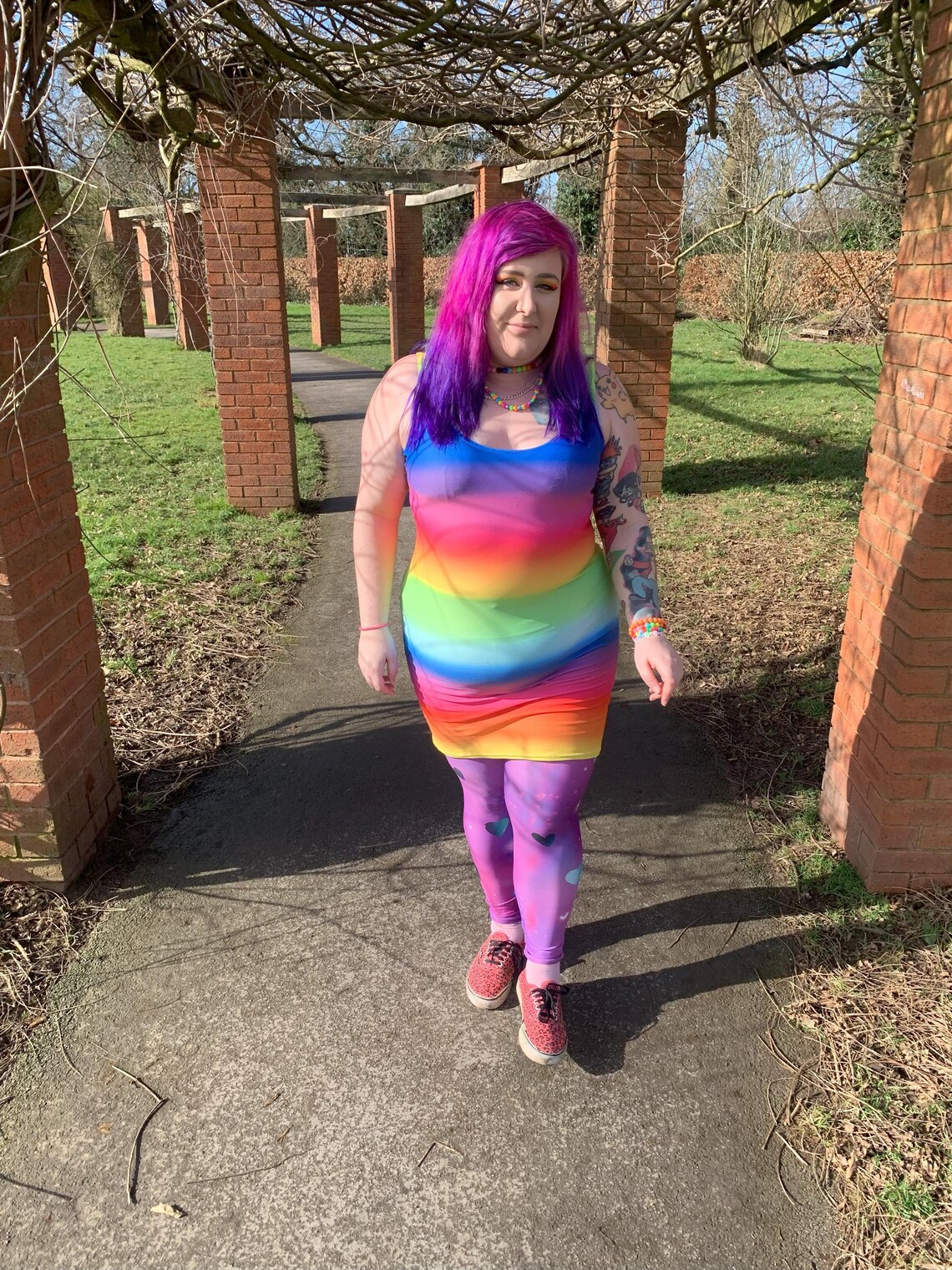 Rainbow Stripe Bodycon Dress, Rainbow Outfit, Rave Fashion, Colorful ...