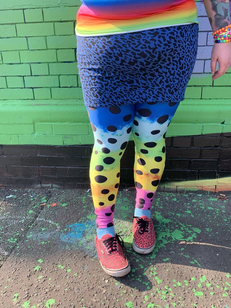 Rainbow Quirk Leggings, Kawaii Outfit, Rave Style, Alternative Pattern ...