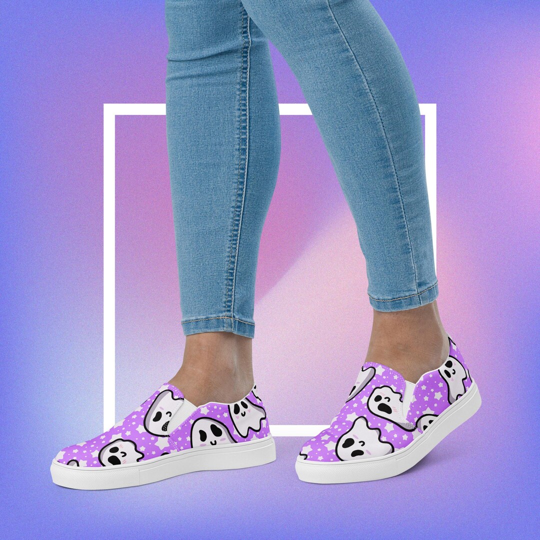 Kawaii Spooky Ghostie Women’s Slip-on Canvas Shoes, Pastel Goth Style ...