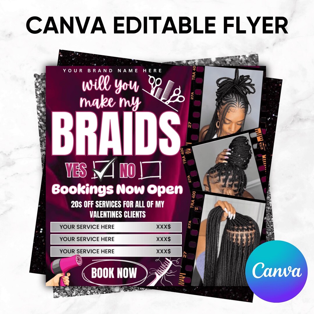 March Braid Sale Flyer, Braid Prices Flyer, March Madness Braids Flyer ...