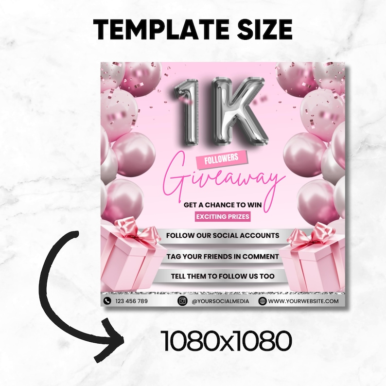 1K Giveaway Flyer, DIY Flyer Template Design, Social Media Template ...